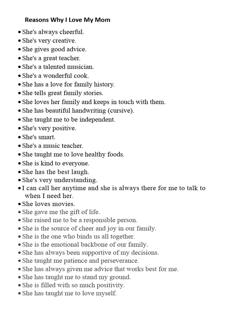 Reasons Why I Love My Mom | Download Free PDF | Love | Psychology Reasons Why I Love My Mom | Download Free PDF | Love | Psychology