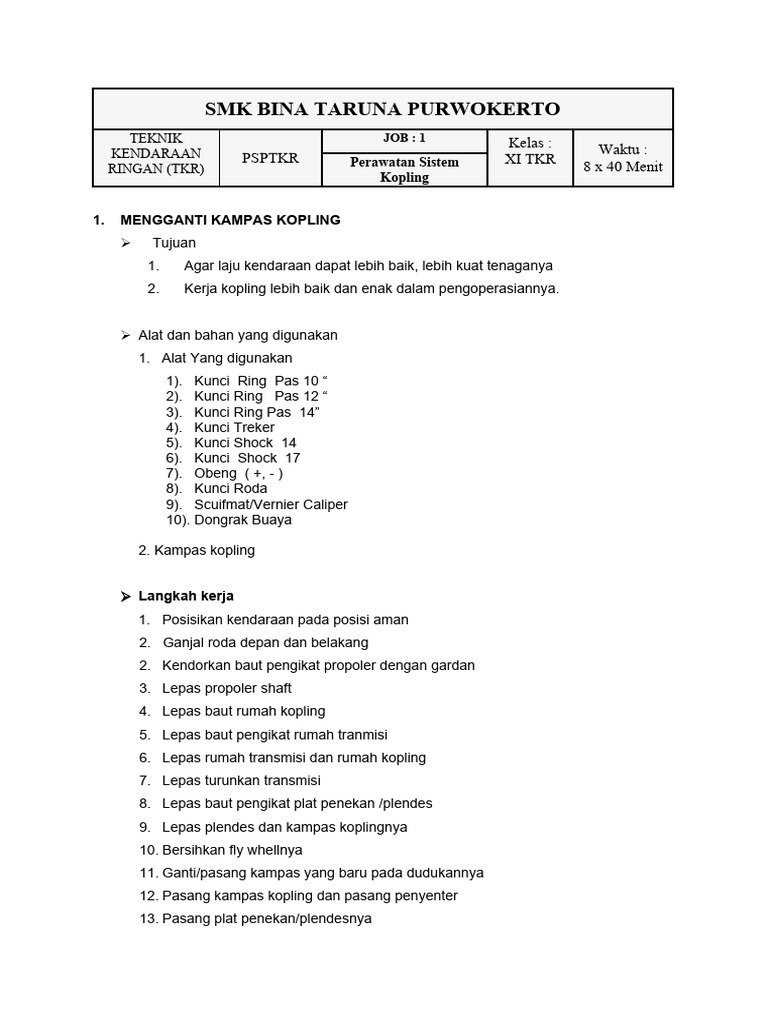 Perawatan dan Penggantian Kampas Kopling | PDF