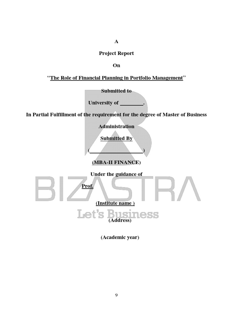 The Role of Financial Planning in Portfolio Management | PDF ...