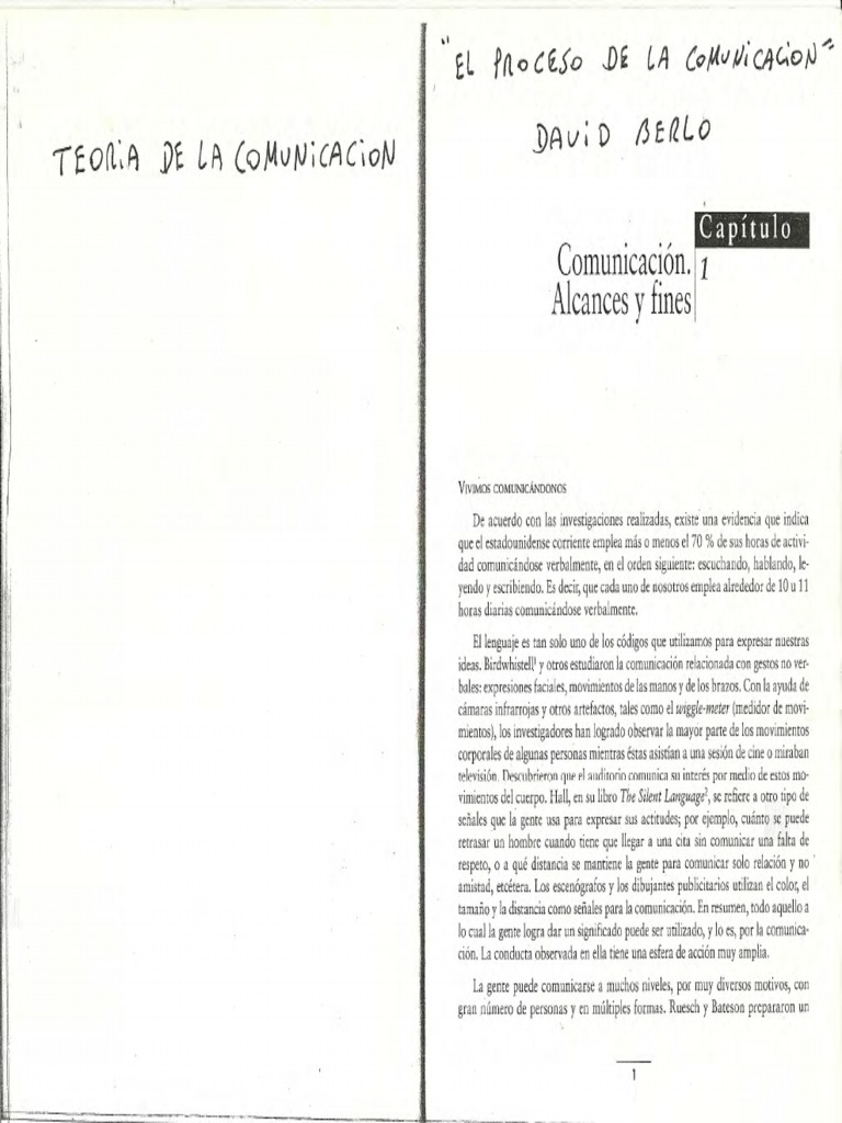 Berlo-El Proceso de La Comunicacion-Cap 1 A 3 Co | PDF