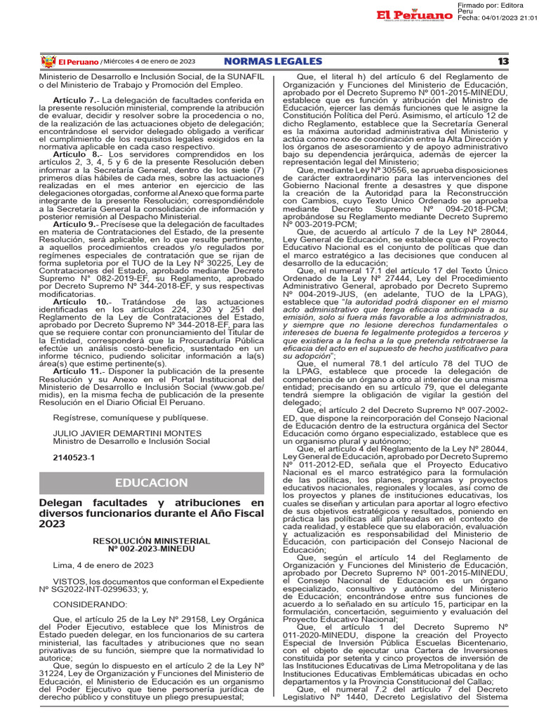 Minedu Delegaci N de Facultades 2023 | PDF | Ministerio (Departamento ...