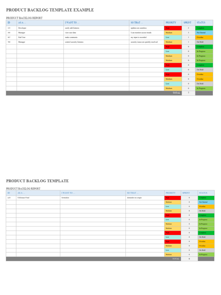 Product Backlog Template Guide | PDF | Computing | Software