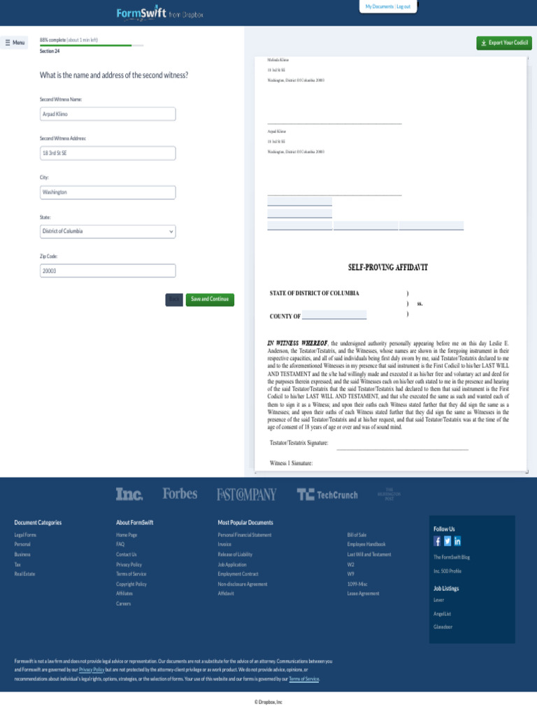 FormSwift: Create Your Codicil! | PDF | Will And Testament | Justice