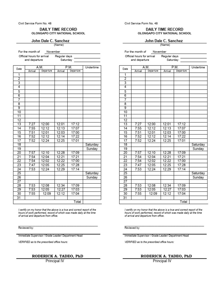 New DTR Blank 4 | PDF