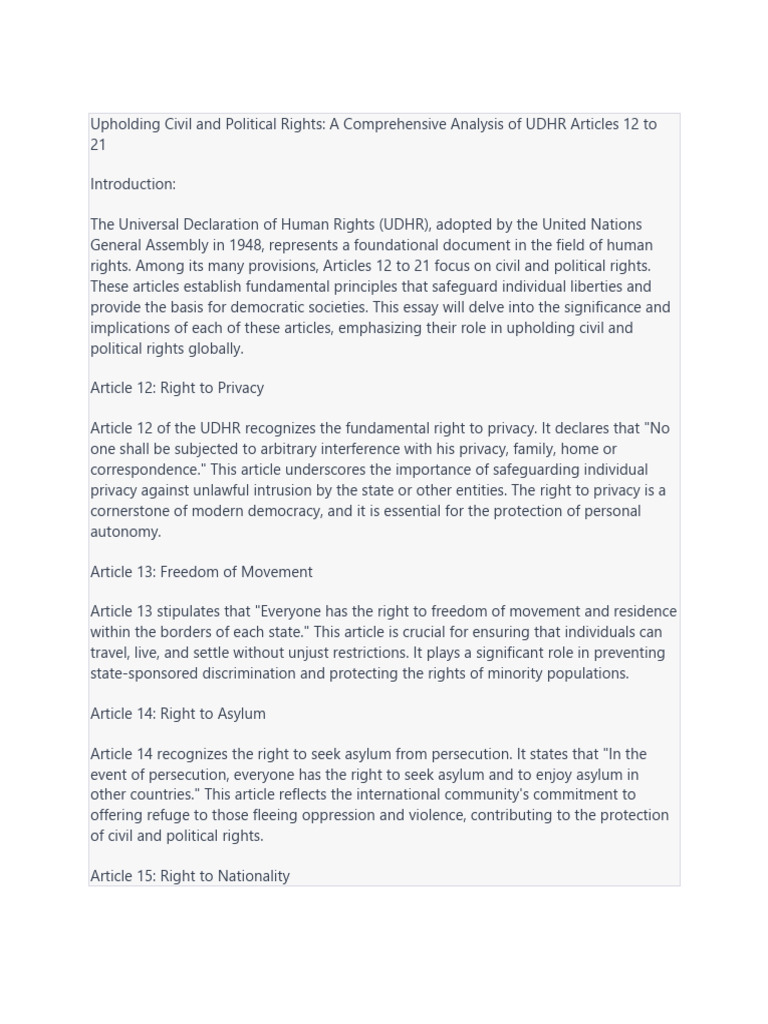UDHR | PDF | Human Rights | Right To Privacy