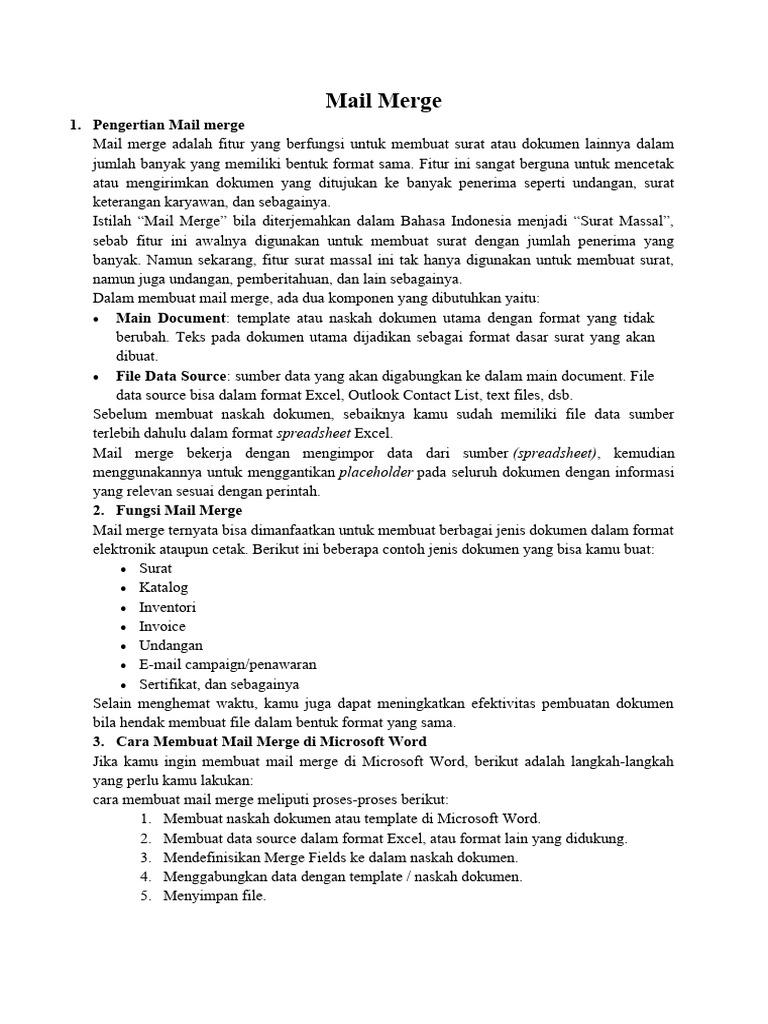 Panduan Lengkap Mail Merge Word | PDF | Komputer | Bisnis