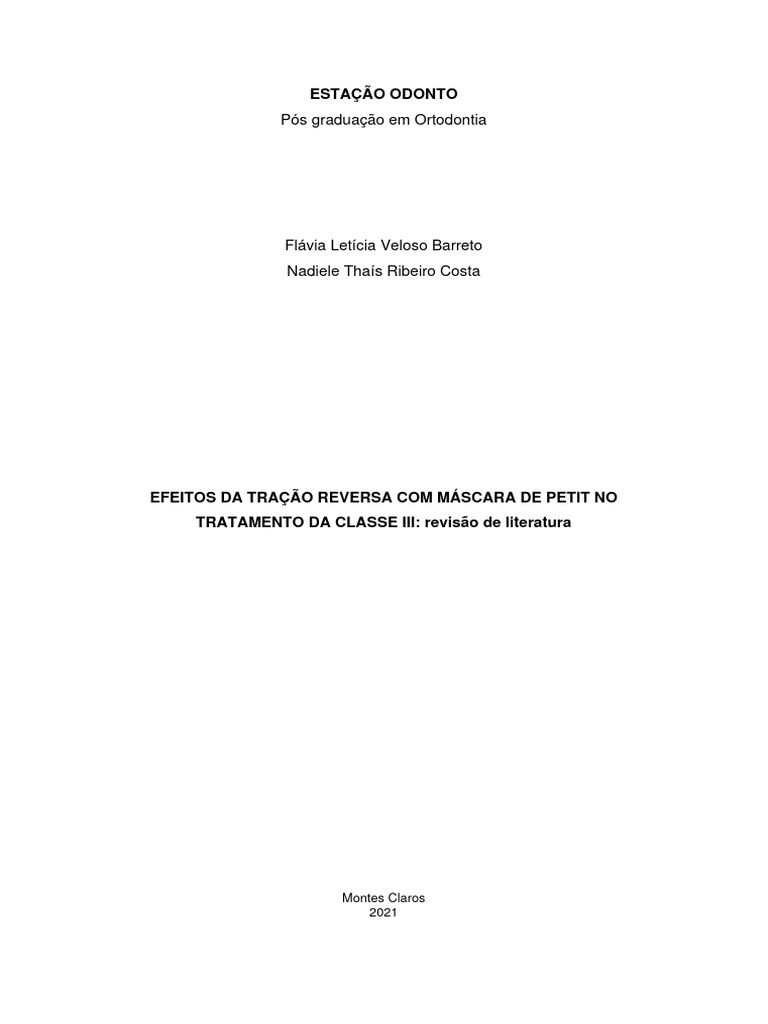 Efeitos Da Tração Reversa Com Máscara de Petit No | PDF | Dente | Áreas ...