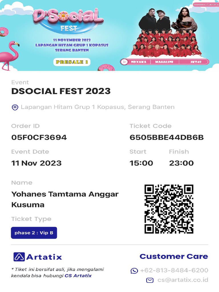 Event E-Tiket - Yohanes Tamtama Anggar Kusuma-DSOCIAL FEST 2023 | PDF