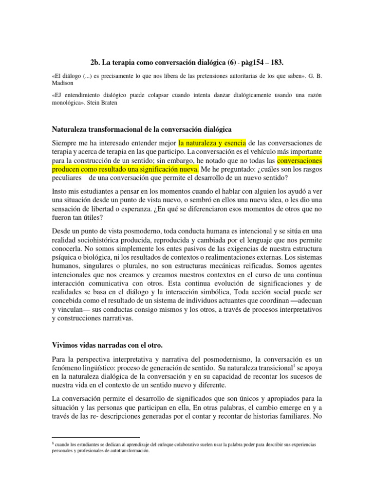 Harlene Anderson La Terapia Como Conversación Dialógica DEF | PDF ...