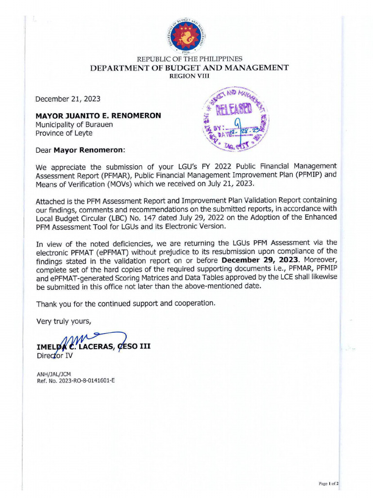 PFM Assessment Validation Report - Burauen Leyte | PDF