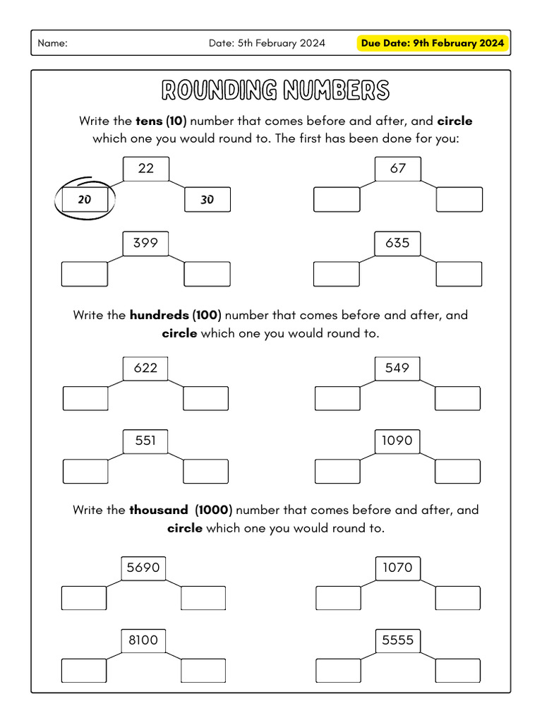 Differentiated Rounding Numbers Grade 4 | PDF