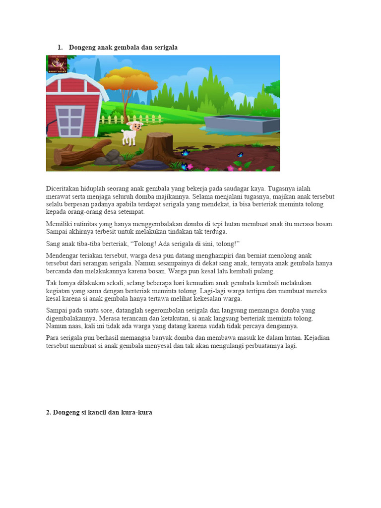 Dongeng Anak Gembala Dan Serigala Pdf