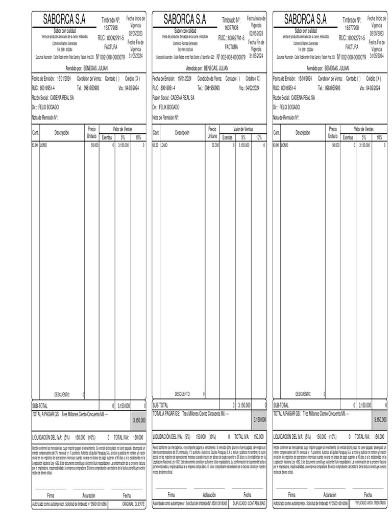 Cadena Real 002-008-0000079 | PDF | Factura | Business
