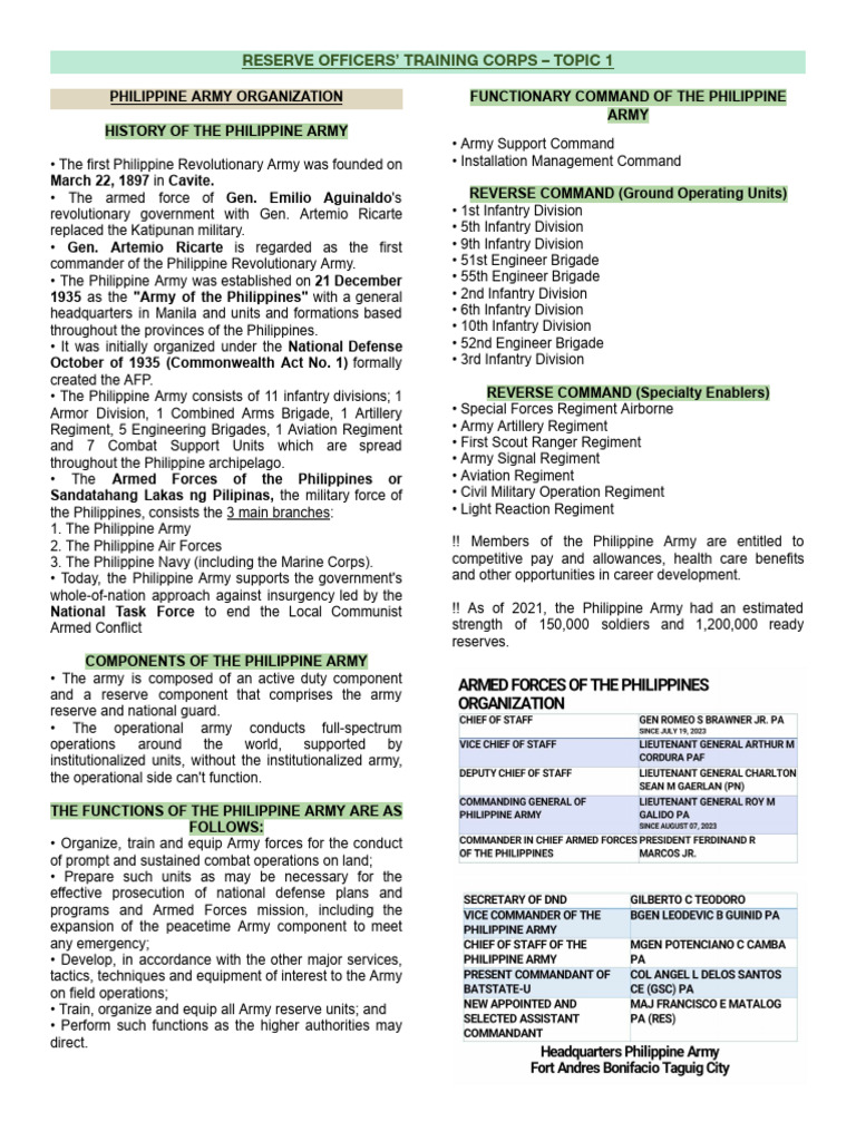 ROTC MS2 1st Topic | Download Free PDF | Regiment | Brigade