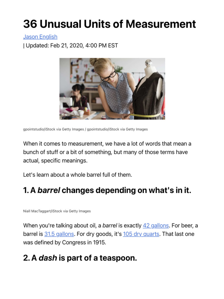 Unusual Units of Measurement - Mental Floss | PDF | Grain (Unit) | Quantity