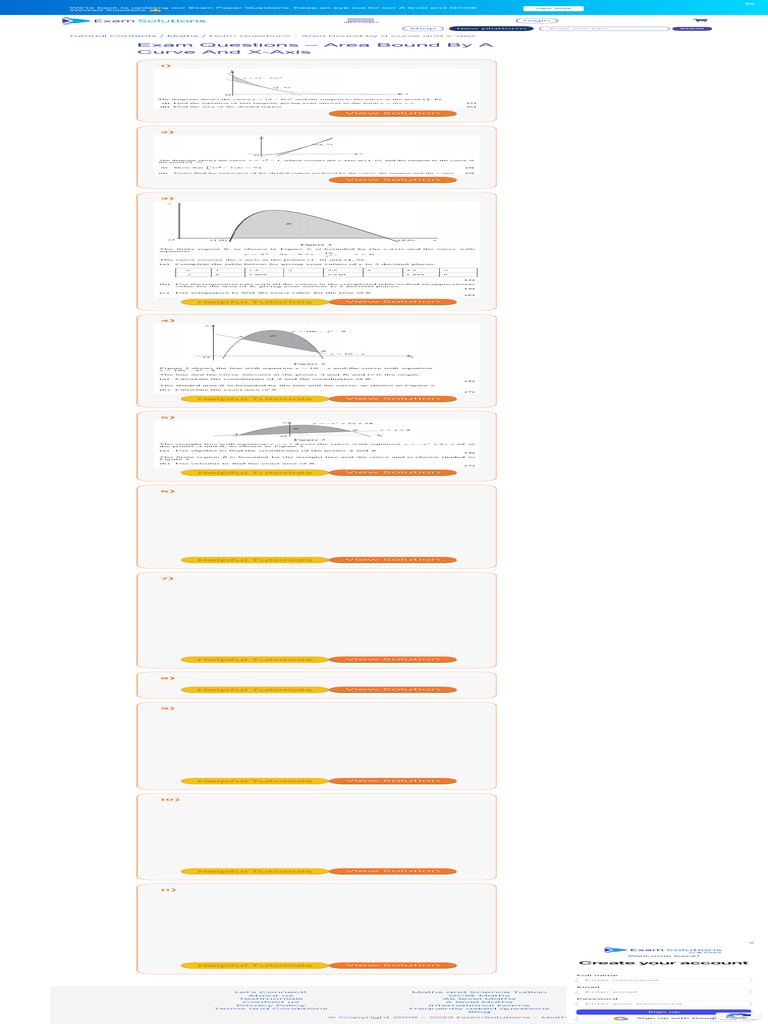 Exam Questions - Area Bound by A Curve and X-Axis - ExamSolutions | PDF | Internet Privacy ...
