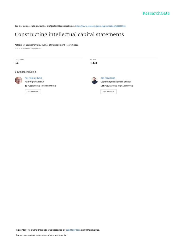 Constructing Intellectual Capital Statements | PDF | Book Value | Knowledge Management