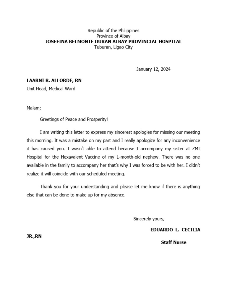 Apology Letter | PDF