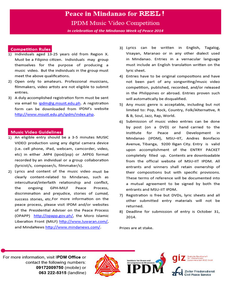 Music Video Competition Guidelines and Contest Mechanics | PDF ...