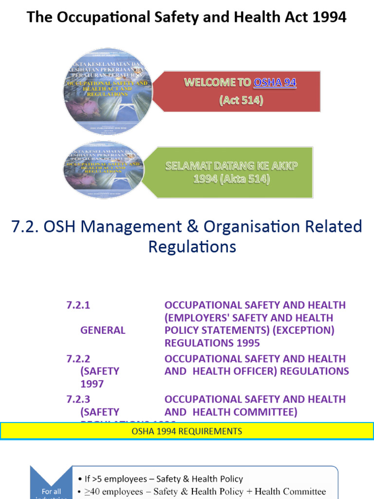 7.2. OSH Management & Organisation Related Regulations | PDF ...