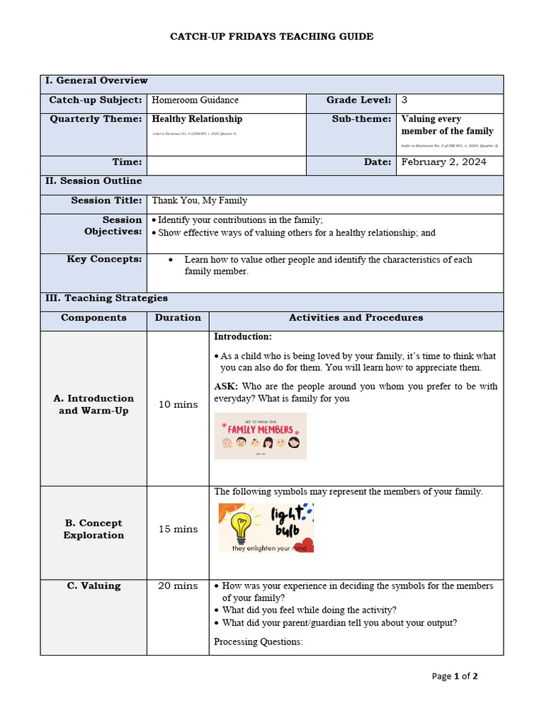 Catch Up Friday Homeroom Guidance | PDF | Human Communication ...