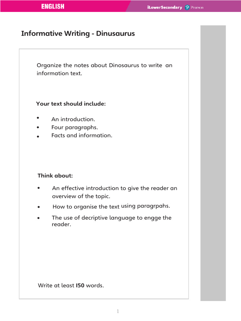 iLS Writing Informative Writing Practice Dinosaurs | PDF