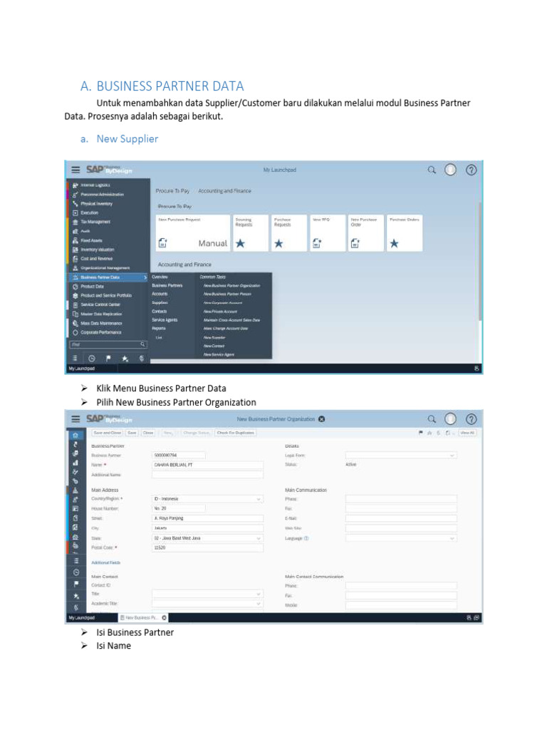Panduan Input Data Supplier & Customer di SAP | PDF