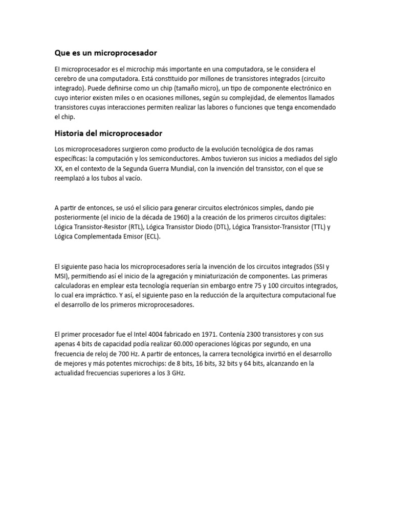 Que Es Un Microprocesador | PDF | Microprocesador | Circuito integrado
