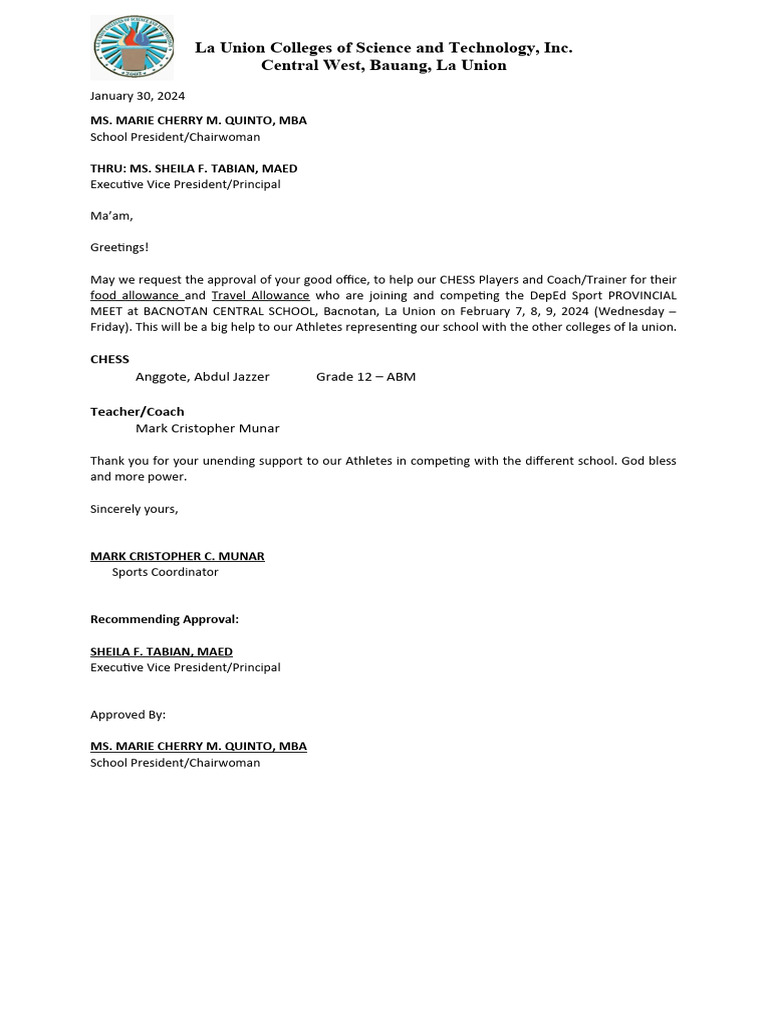 REQUEST LETTER - SERVICE and Allowance | PDF