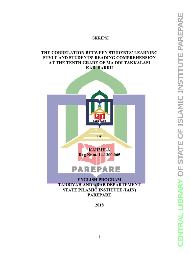 Reading Comprehension Thesis | PDF | Learning | Learning Styles