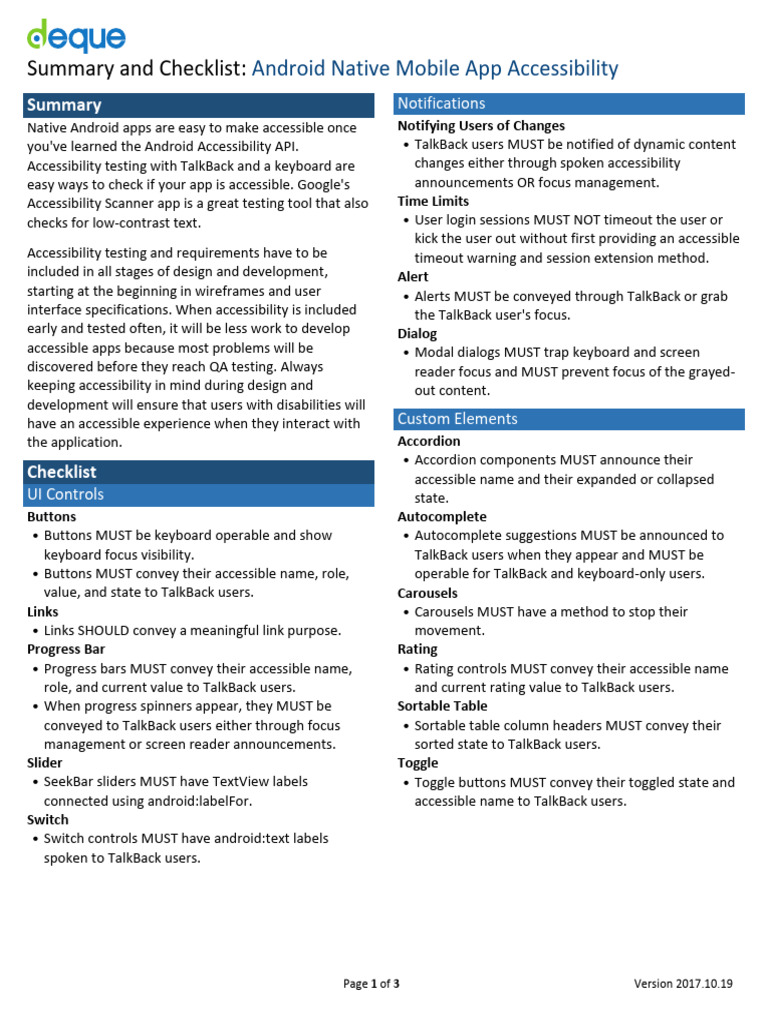 Module Android Checklist | PDF | Android (Operating System) | Mobile App
