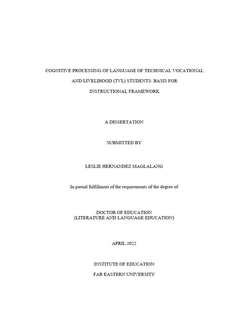 Dissertation Paper | PDF | Reading Comprehension | Learning