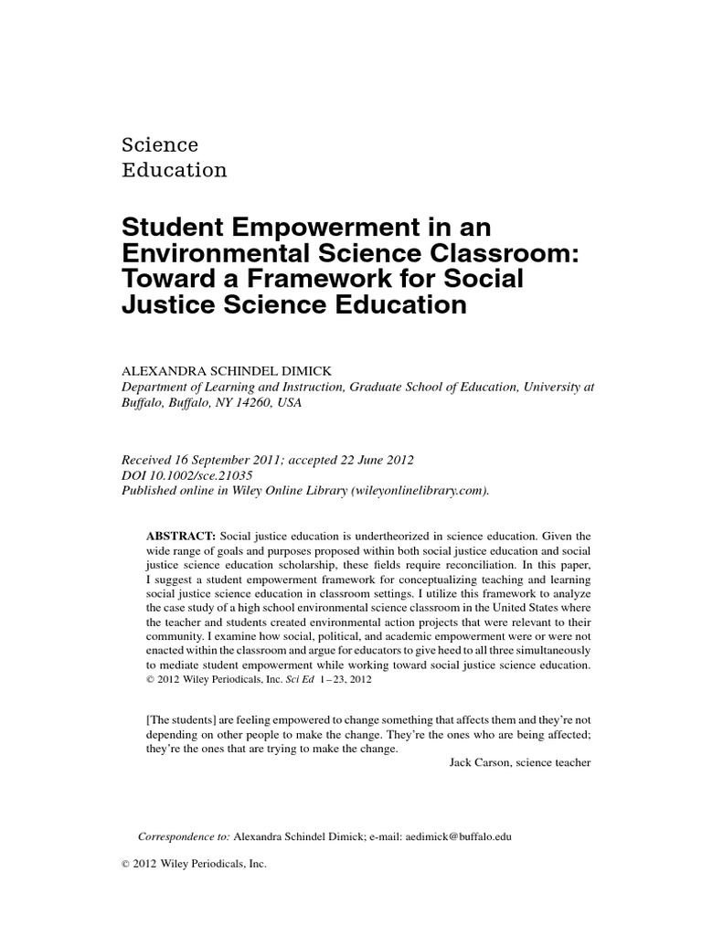 Dimick - 2012 - Student Empowerment in An Environmental Science ...
