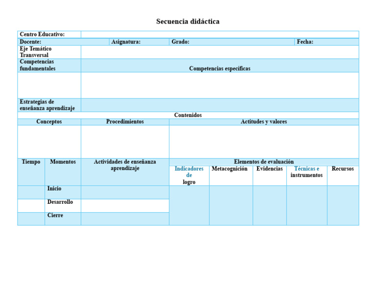 Matriz de Planificación Diaria (Secuencia Didáctica) | PDF