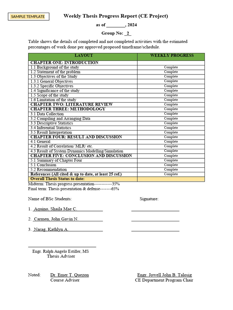 Thesis Progress Reporting Group 2.BSc | PDF | Statistics | Thesis