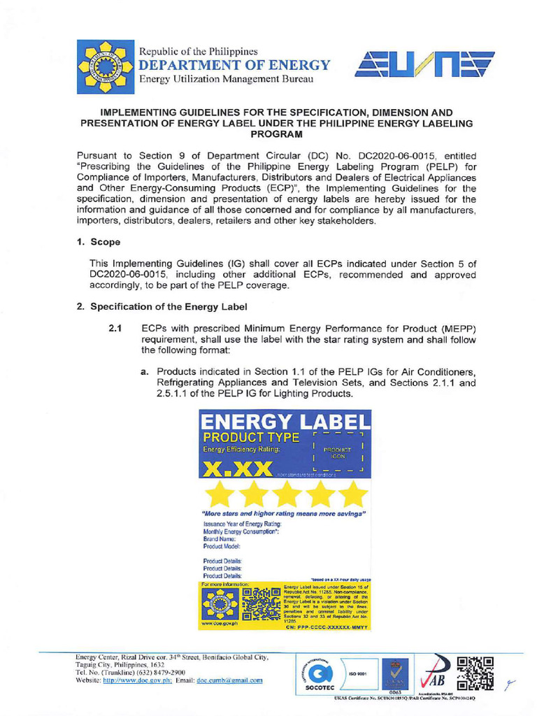 PELP IG - Energy Label | PDF