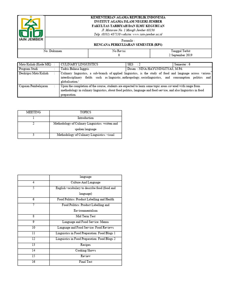 RPS CL | PDF | Linguistics | Cooking