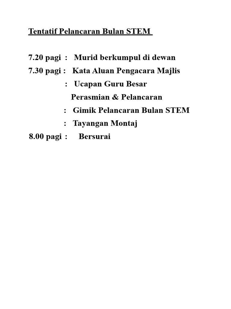 Tentatif Pelancaran Bulan STEM | PDF