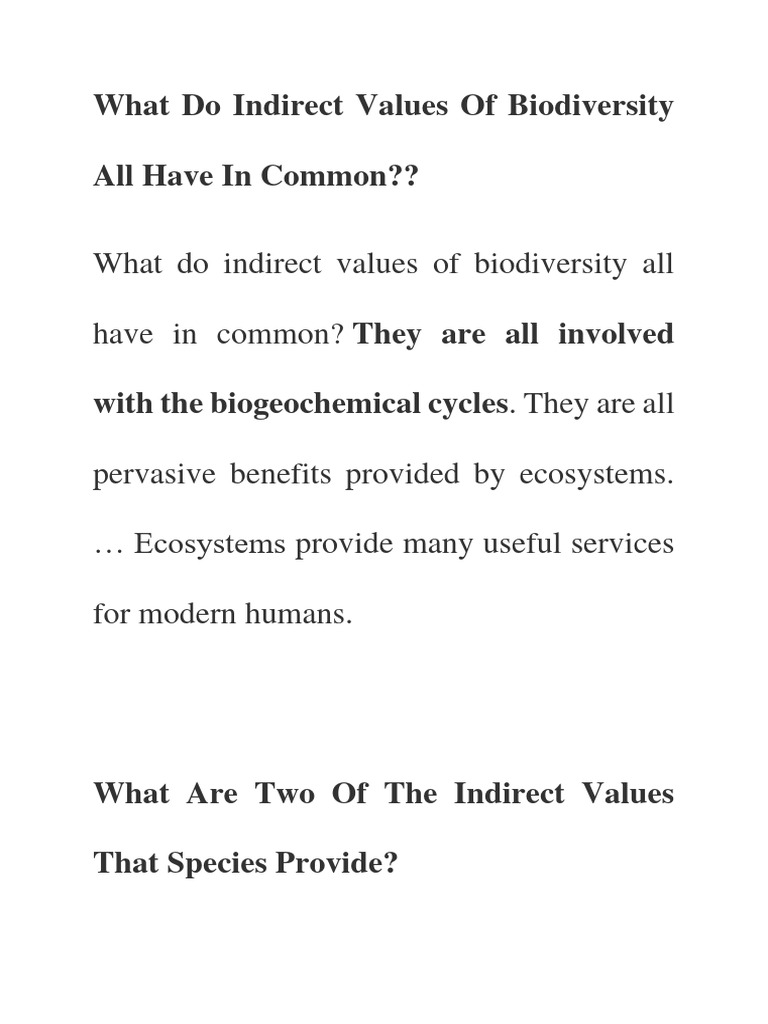 Values of Biodiversity | PDF | Biodiversity | Ecosystem