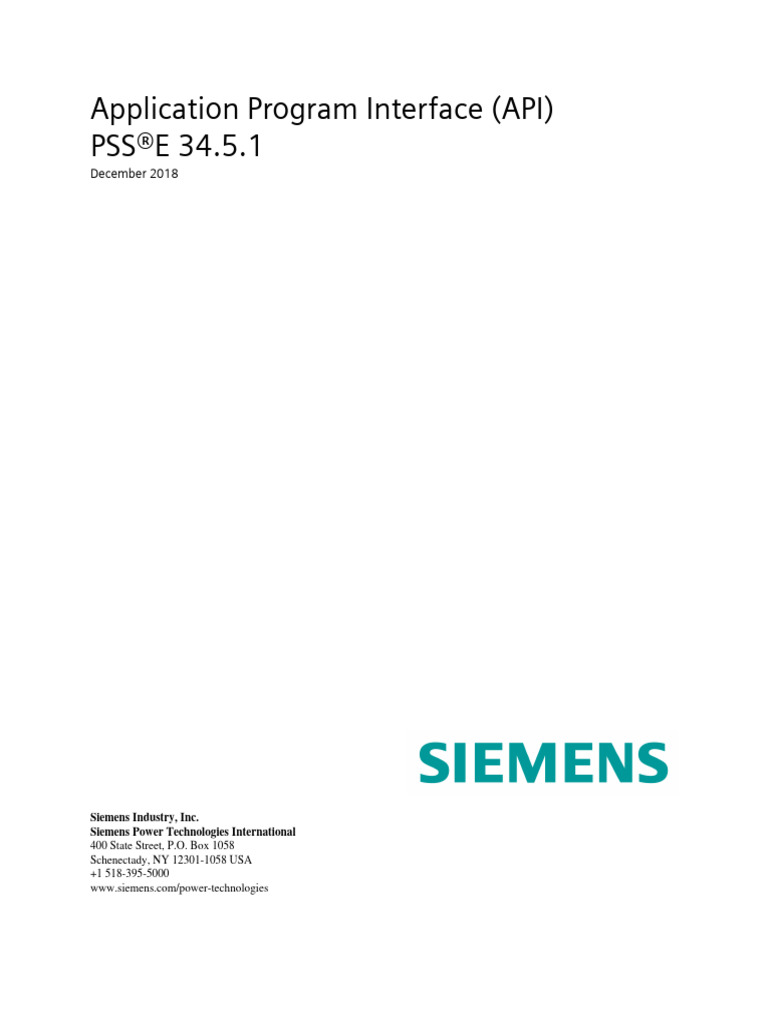 Application Program Interface (API) PSS®E 34.5.1: December 2018 | PDF ...