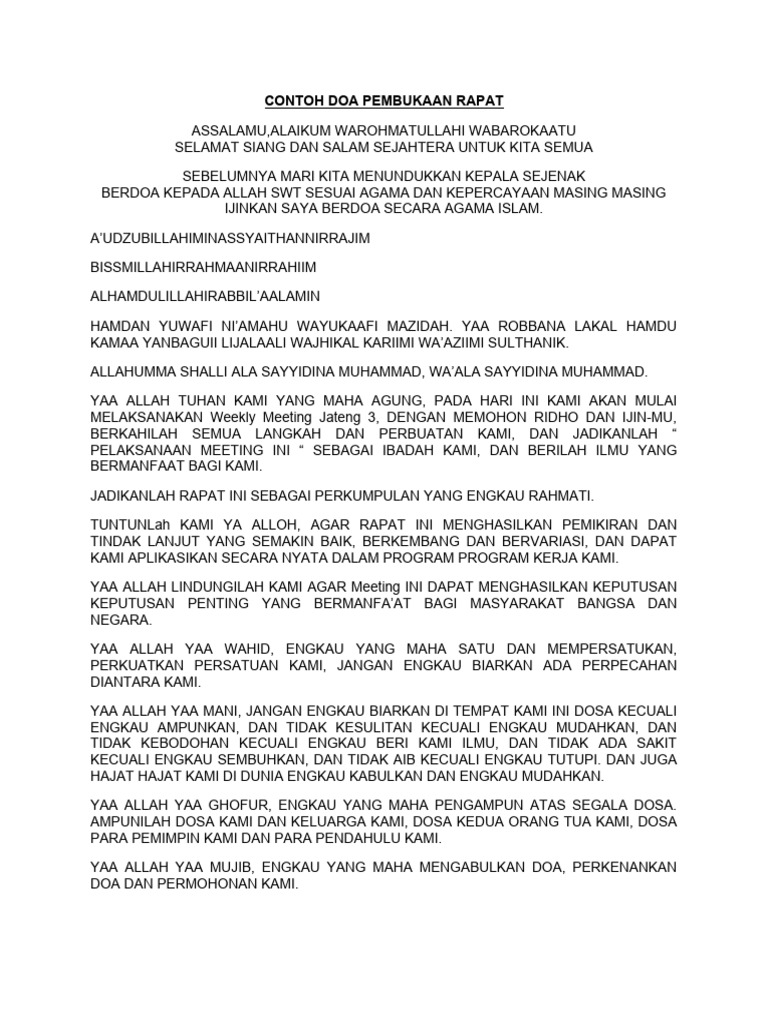 Doa Pembukaan Dan Penutup Rapat | PDF | Pengembangan Diri | Agama & Spiritualitas
