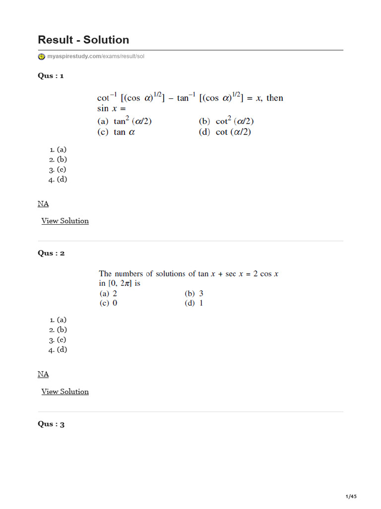 Result - Solution: 1. (A) 2. (B) 3. (C) 4. (D) | PDF | Computer ...
