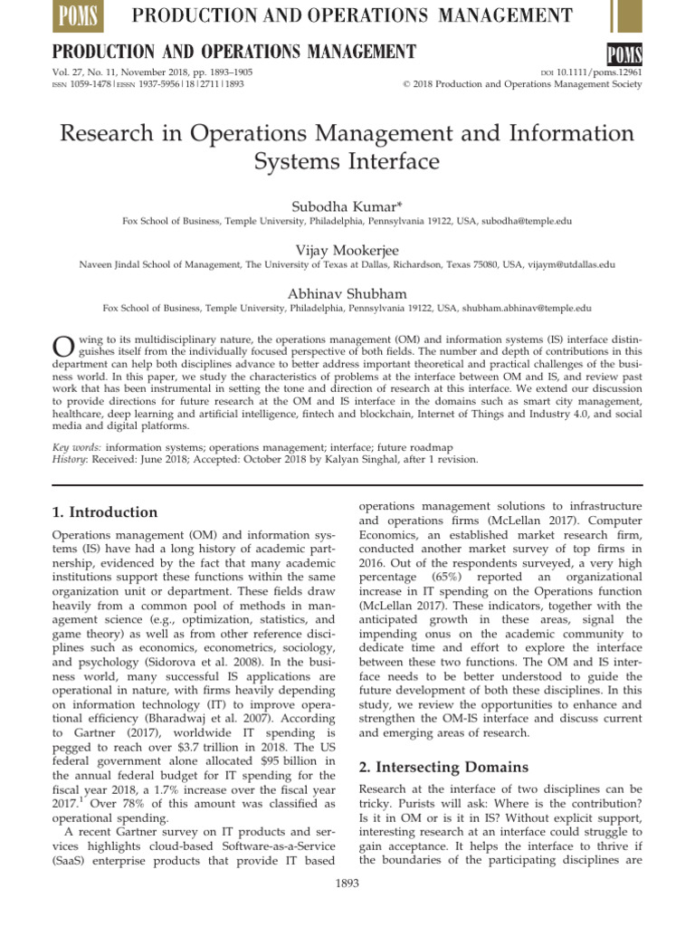 Research in Operations Management and Information | PDF | Cloud Computing | Internet Of Things