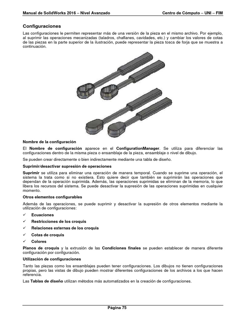 Configuraciones en SolidWorks 2016 | PDF | Ecuaciones | Ventana ...