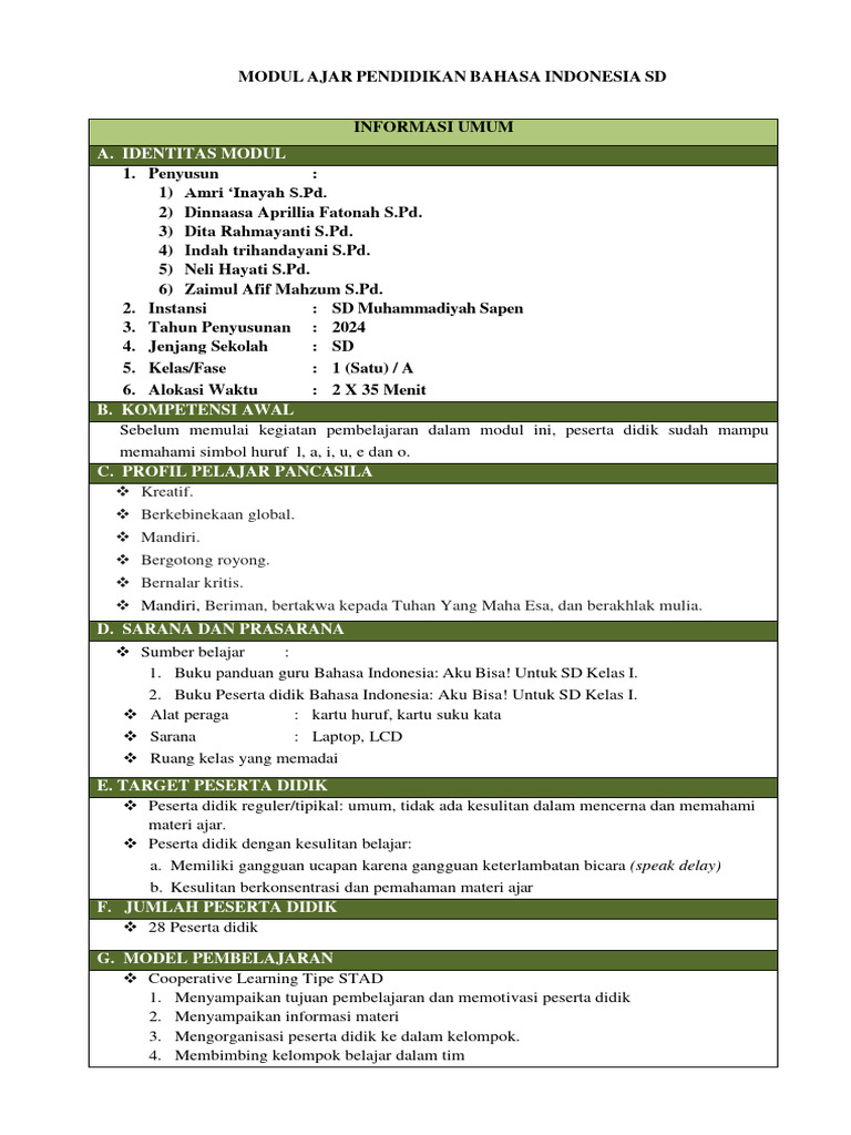 Uts - Modul Ajar - Kelompok 1 | PDF