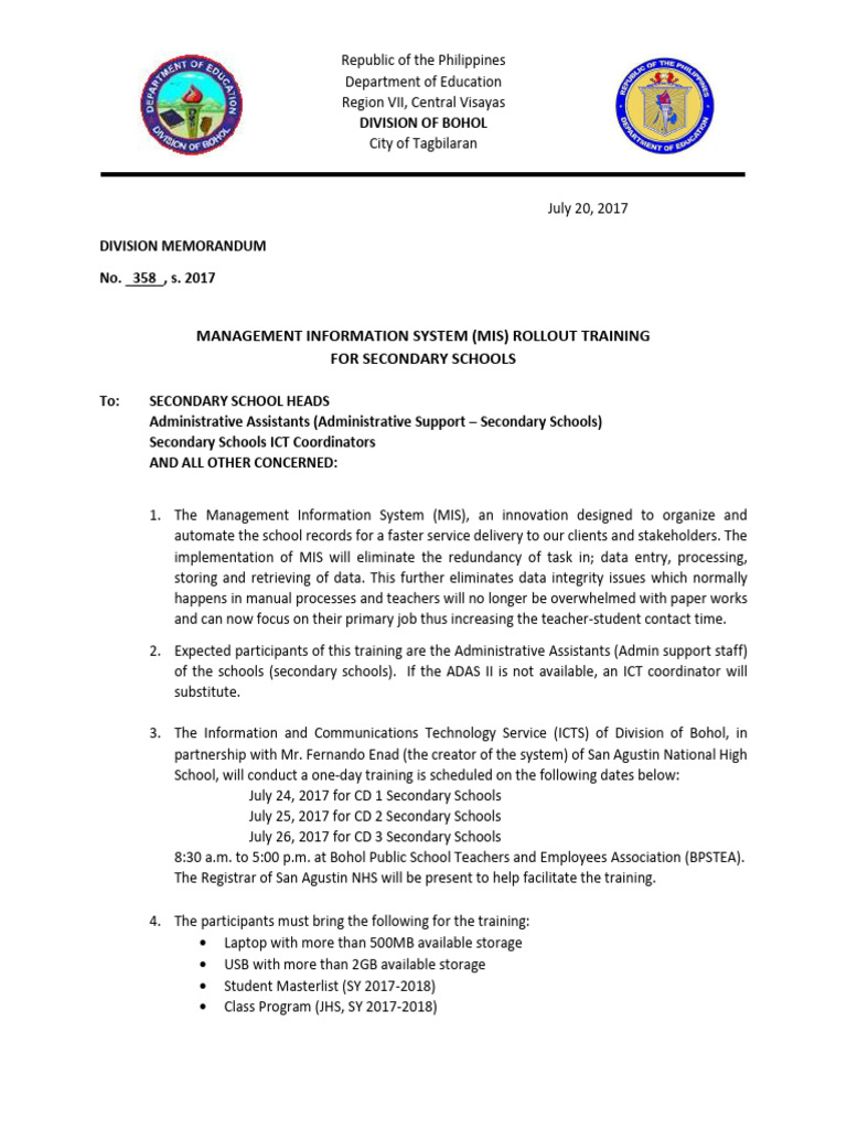 MIS Training for Secondary Schools | PDF | Management Information ...