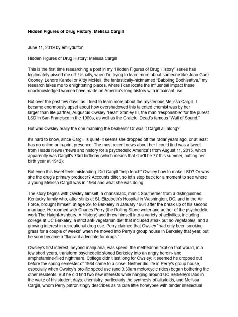 Hidden Figures of Drug History - Melissa Cargill | PDF | Grateful Dead