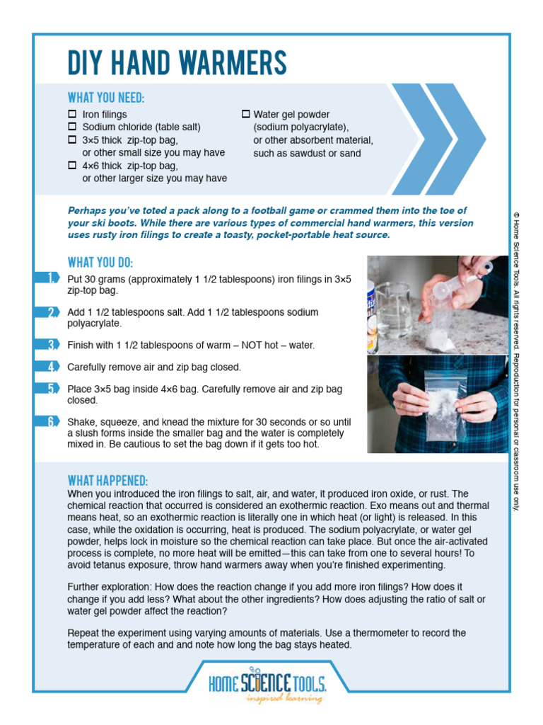 DIY Hand-Warmers | PDF | Iron | Chemical Reactions