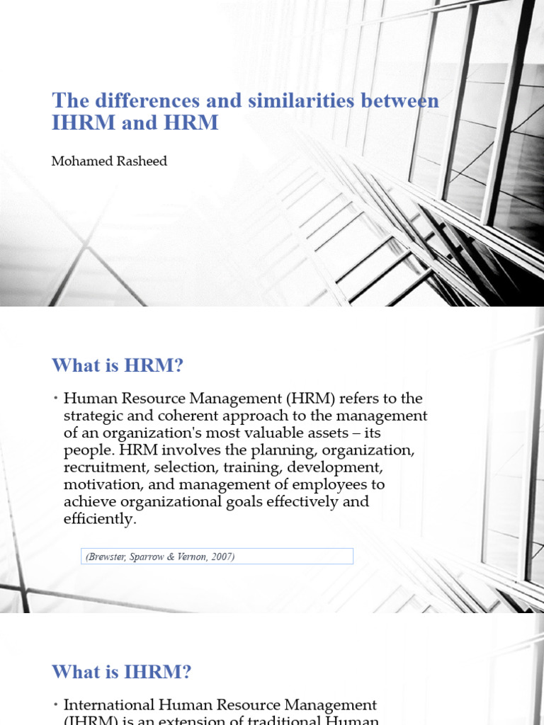 The Differences and Similarities Between IHRM and HRM | PDF | Cost Of ...