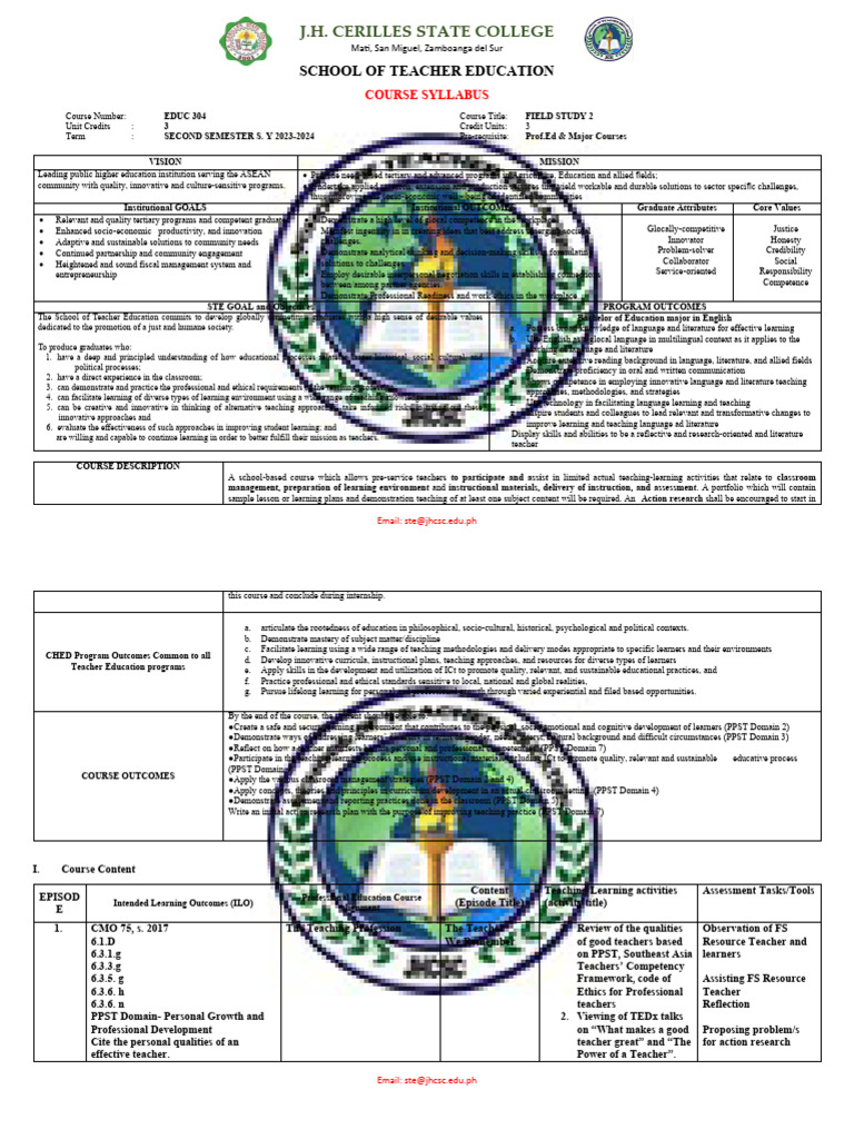 FS 2 Syllabus | PDF | Educational Assessment | Educational Technology